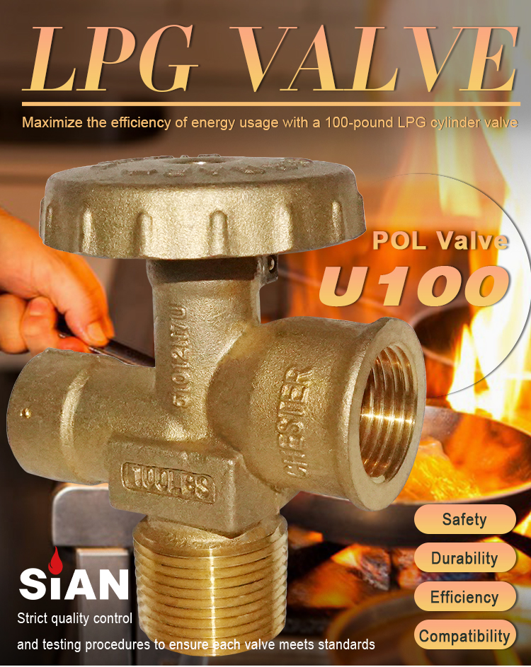 SiAN 100 Pound LPG Cylinder Valve Compatible with POL Valve for Easy ...