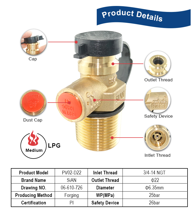 Compact Auto Shut Off Gas Cylinder LPG Valve - Buy compact LPG Valve ...